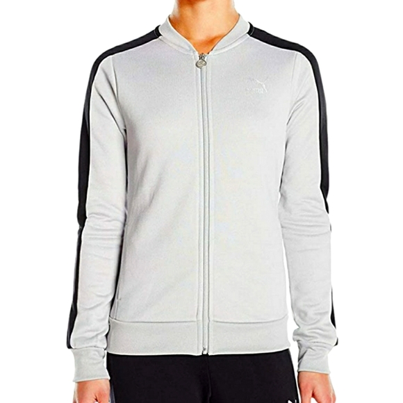 Puma | Jackets & Coats | Puma Light Gray Logo Track Jacket | Poshmark